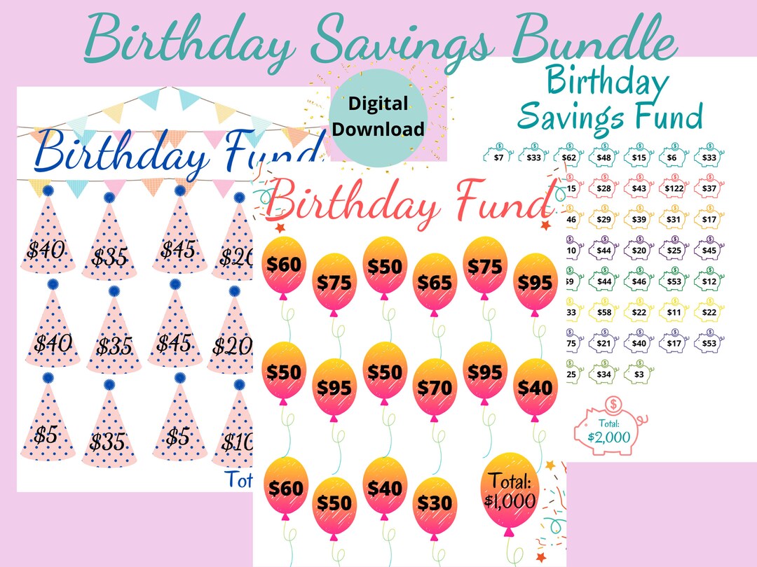 Savings Challenge,birthday Savings Fund Birthday Savings Printable Cash ...