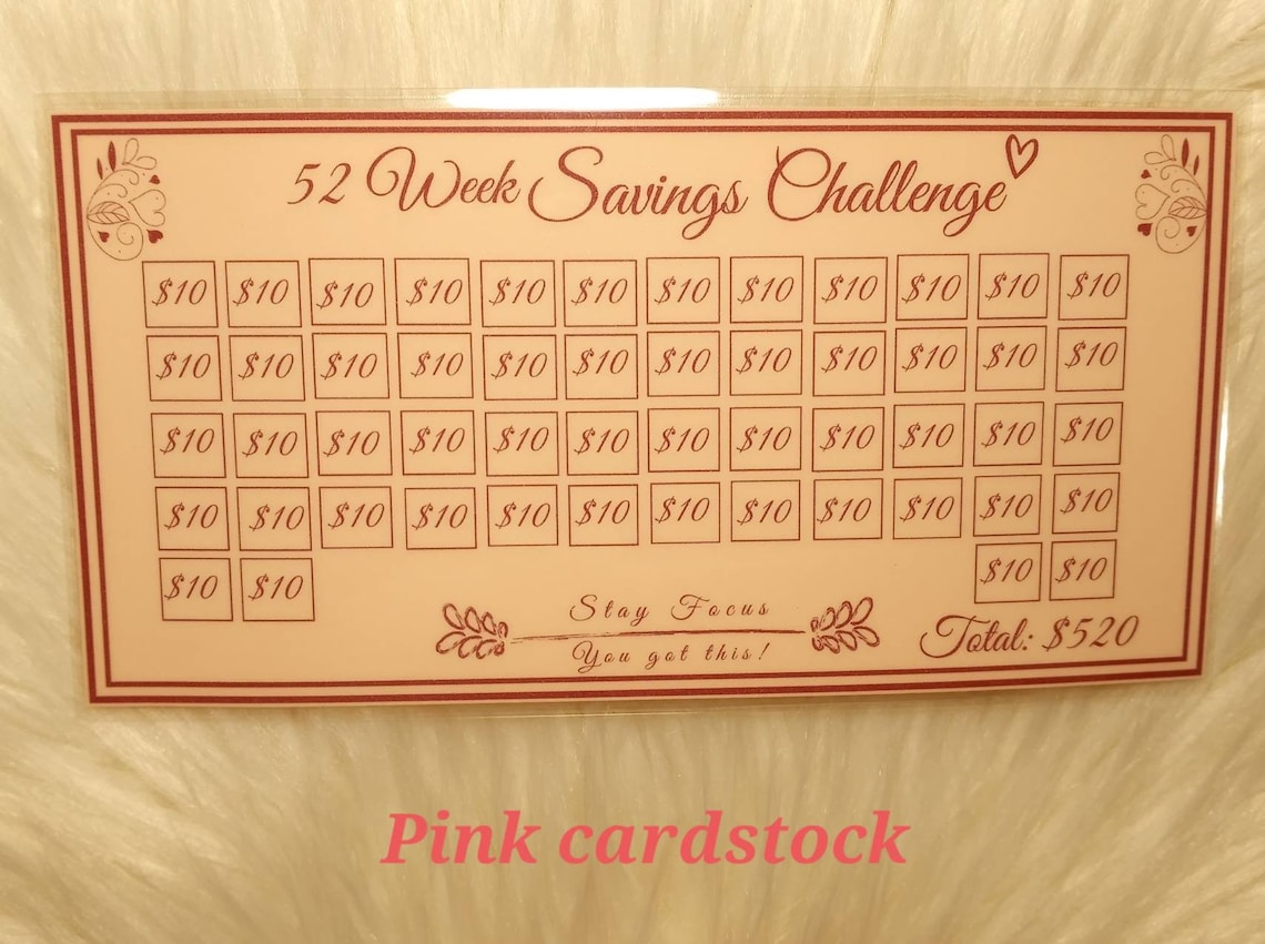 Savings Challenge Envelope Savings Challenge 52 Week Savings - Etsy