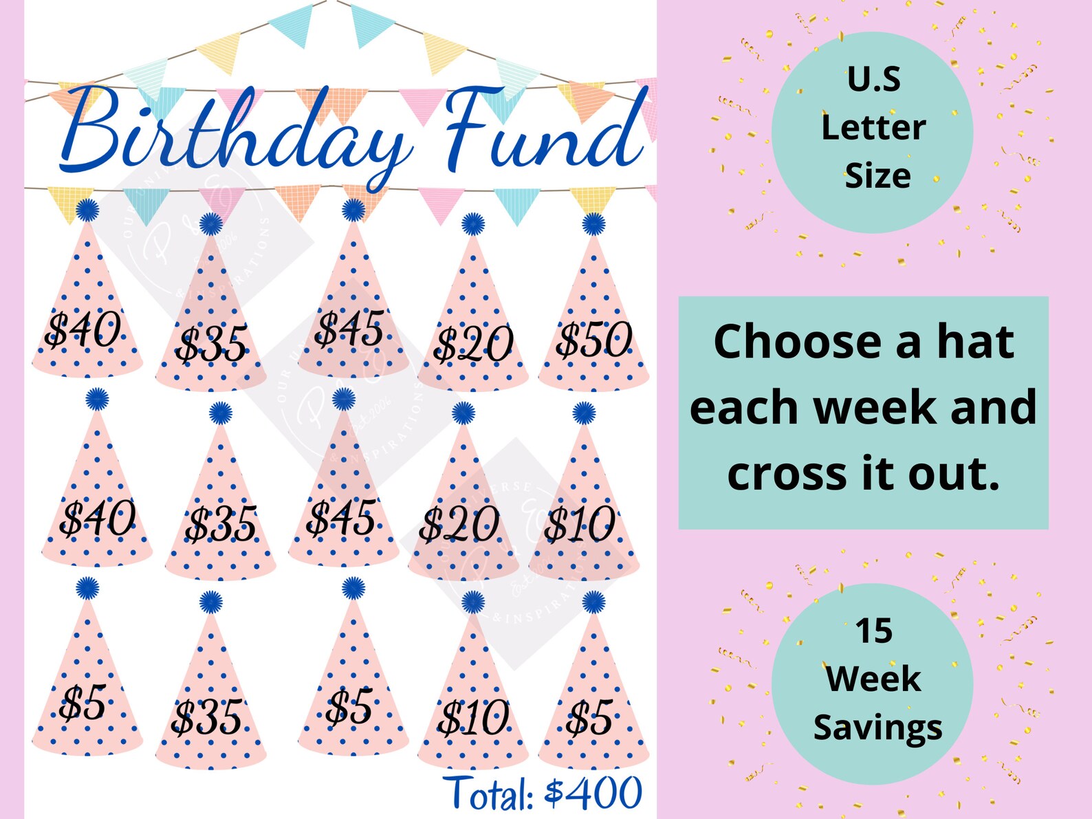 Savings Challenge,birthday Savings Fund Birthday Savings Printable Cash ...