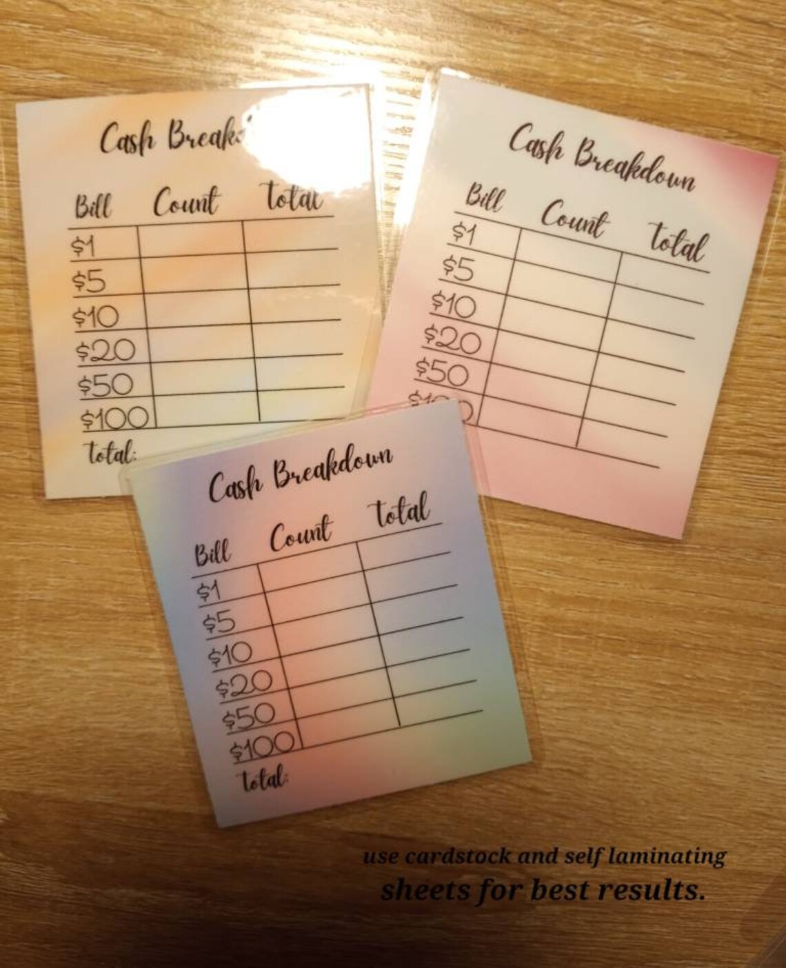 Cash Breakdown Card Printable Teller Sheet Printable Tell Slips, Cash ...