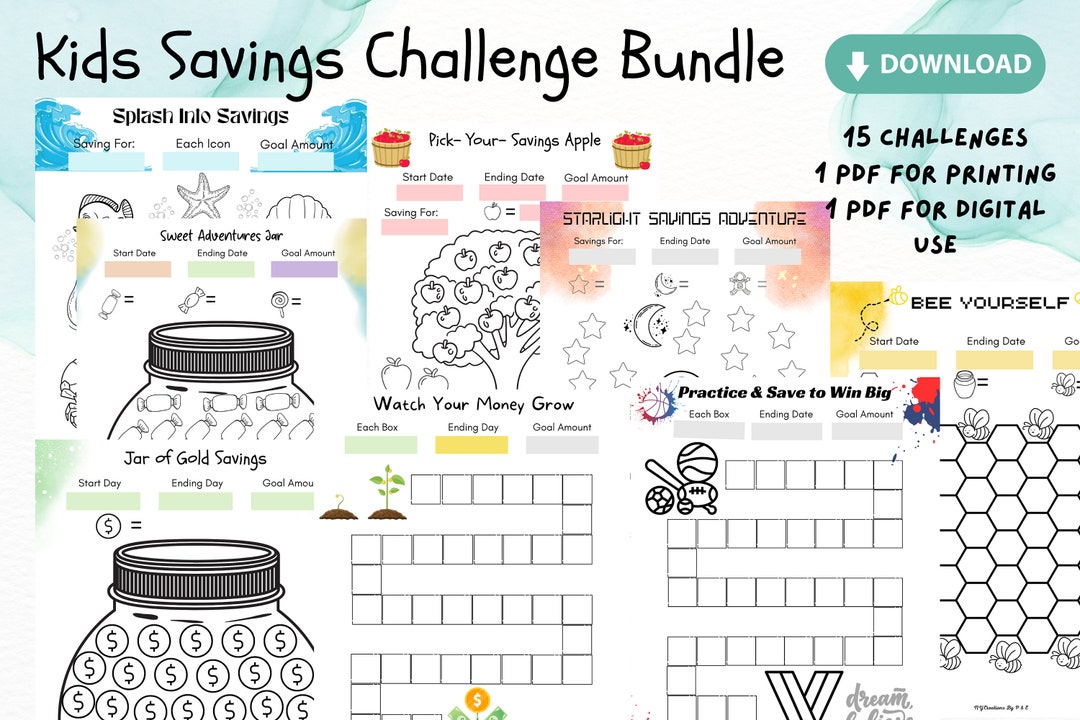 Kids Savings Challenge Kids Savings Challenge Tracker Kids Savings ...