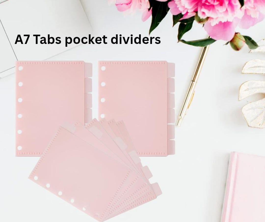A7 Pink Tabs Pocket Dividers – 6-tab Plastic Planner Inserts - Etsy