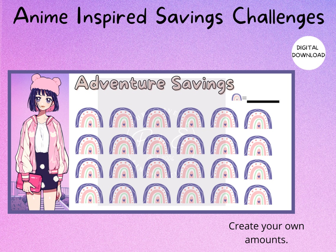 Savings Challenge Printable Anime Savings Challenge Anime - Etsy