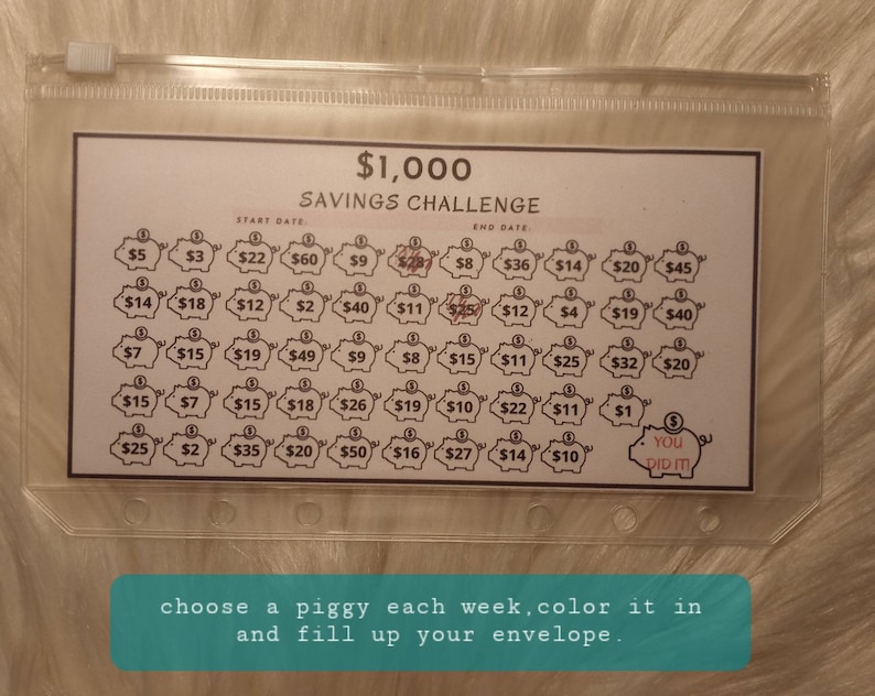52 Week Savings Challenge Envelope Cash Envelope Inserts - Etsy