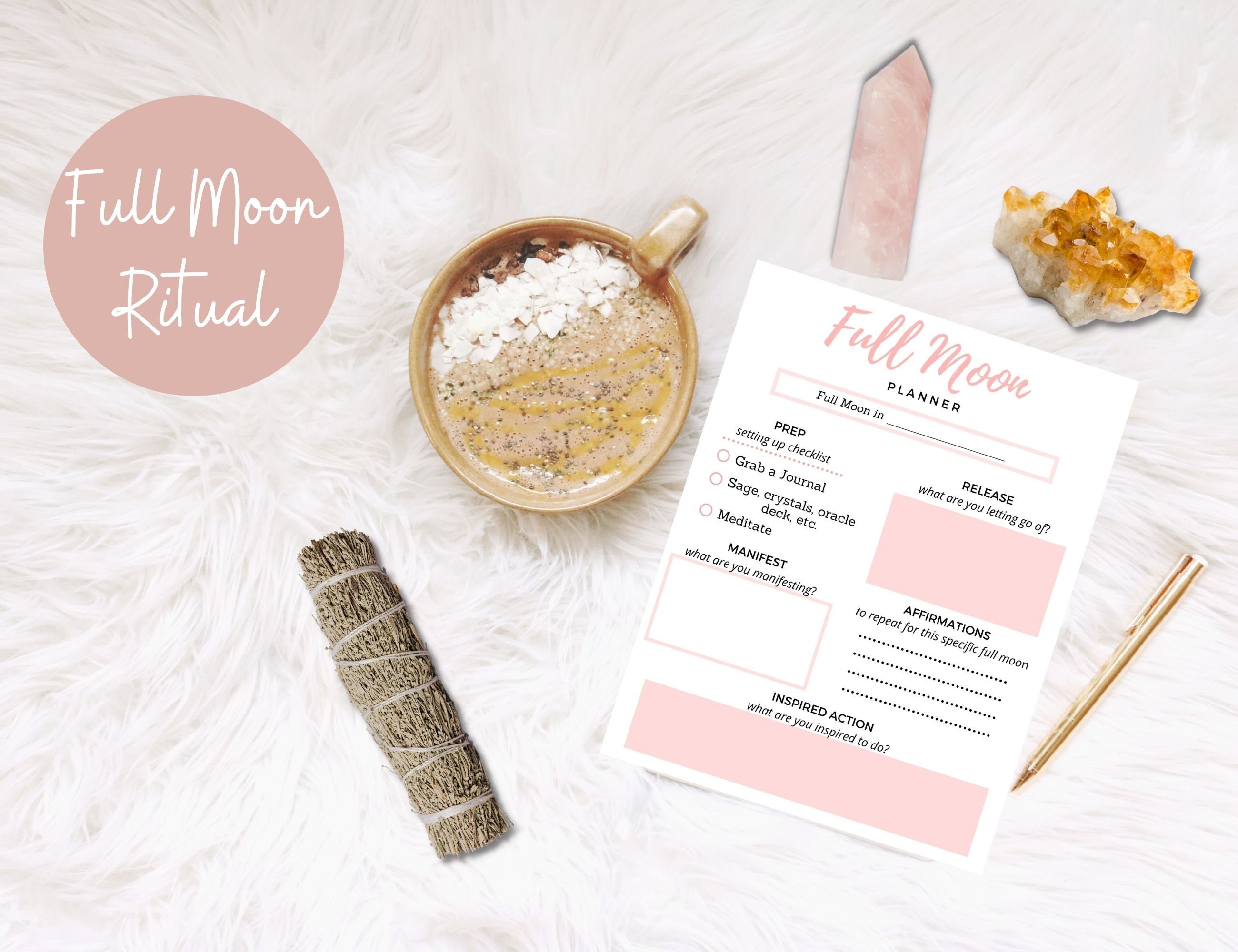 Full Moon Planner, Digital Instant Download, Letter Size, A4, A5, PDF ...