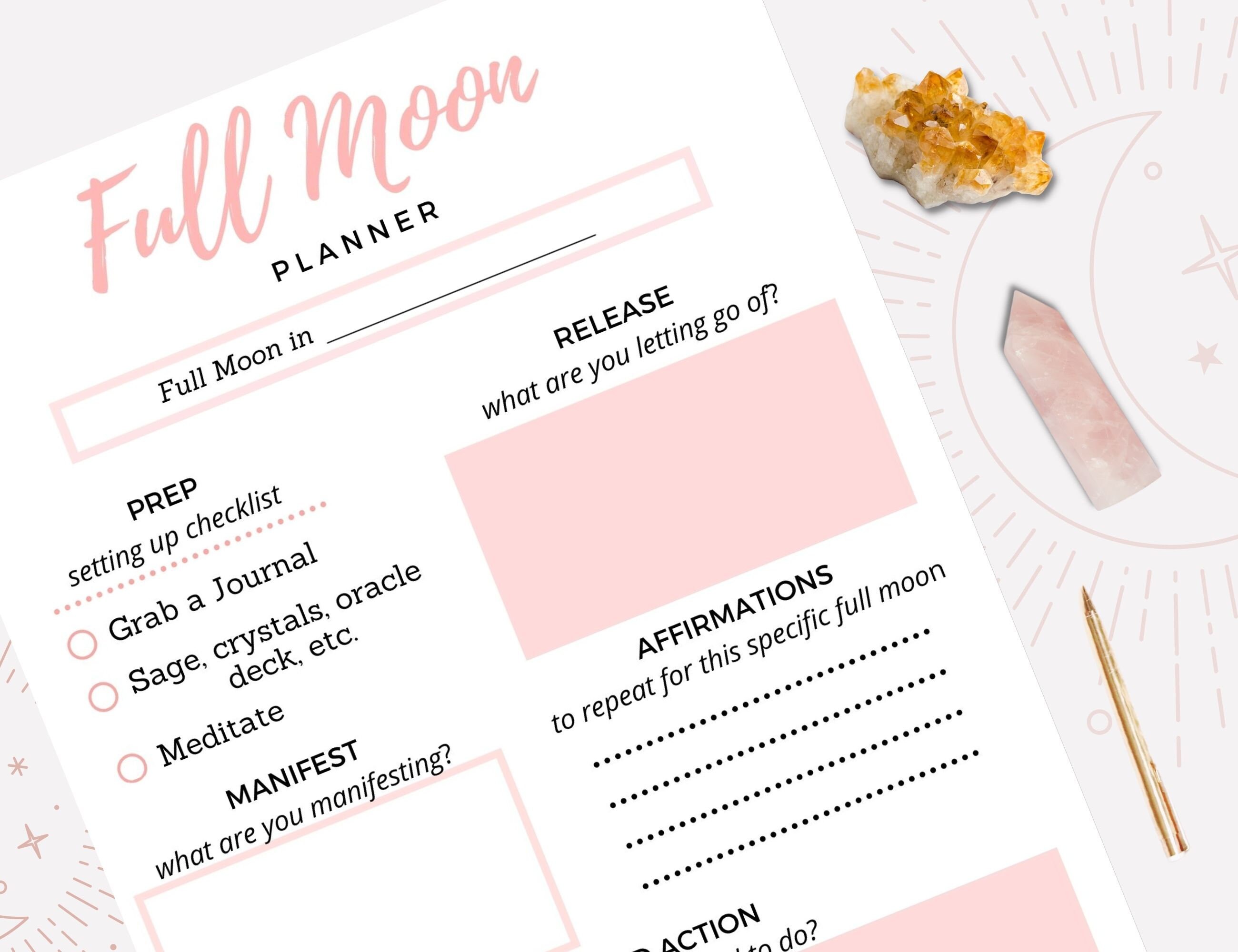 Full Moon Planner, Digital Instant Download, Letter Size, A4, A5, PDF ...