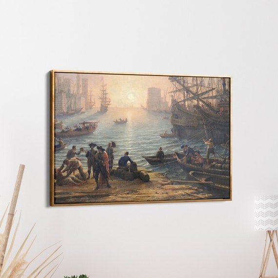 Claude Lorrain Canvas Seaport at Sunset 1639 Framed Canvas - Etsy