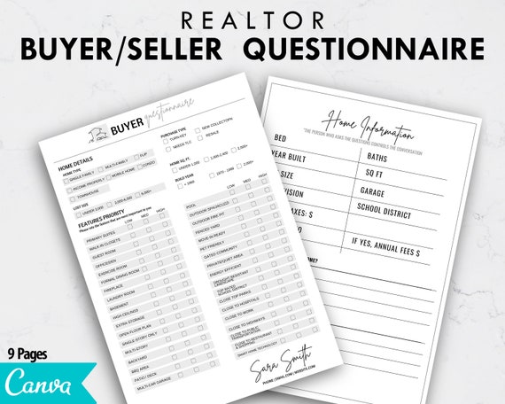Real Estate Seller Questionnaire Pre-listing Workbook PDF & - Etsy