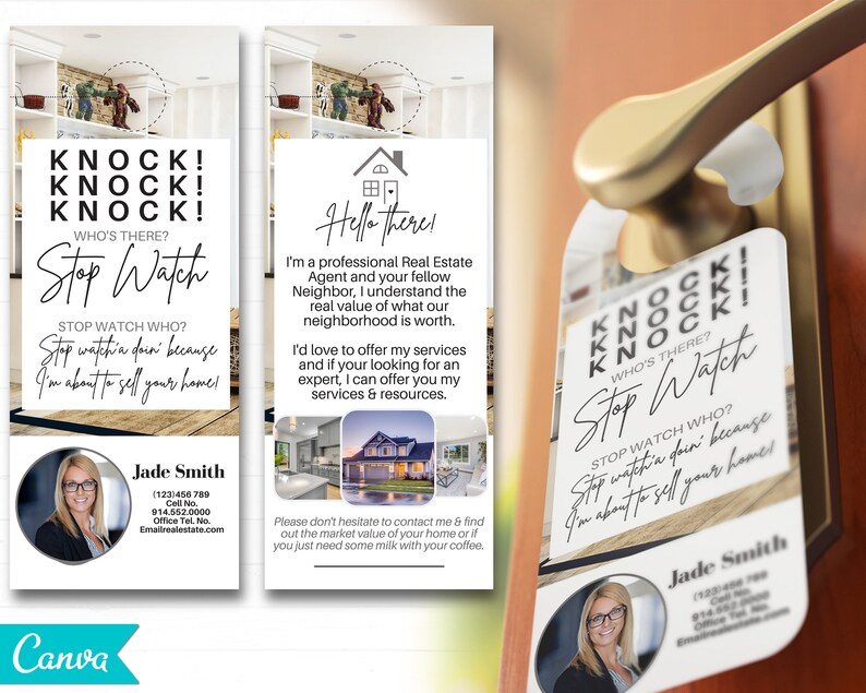 Real Estate Door Handle Flyers, Door Knocking Flyer, Real Estate Farming, Neighborhood Flyer ...