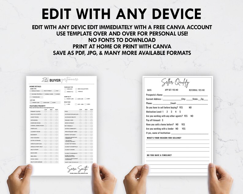 Real Estate Seller Questionnaire, Pre-listing Workbook | PDF & Editable ...