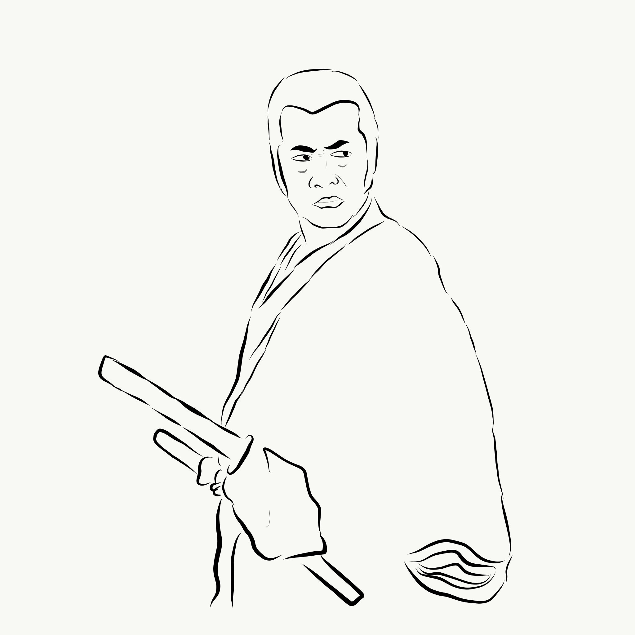 Digital Art. Samurai. Line Art. Man. - Etsy
