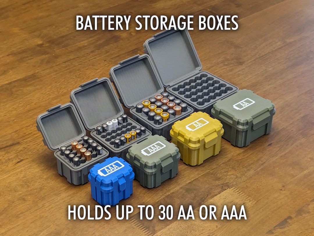 Battery Storage Box - AA AAA Large XL Capacity - Sturdy Rugged ...