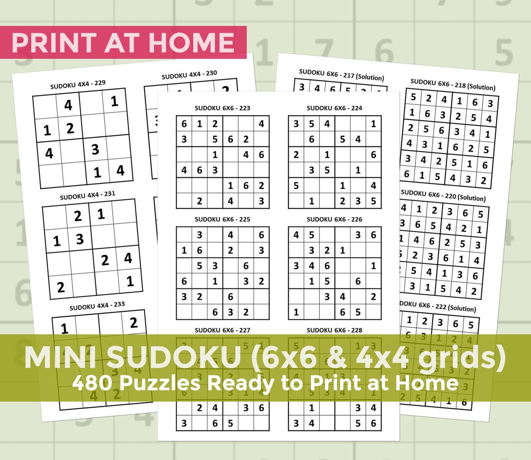 Sudoku Puzzles Printable 480 Very Easy/warm-up/kids/mini Level Sudoku ...
