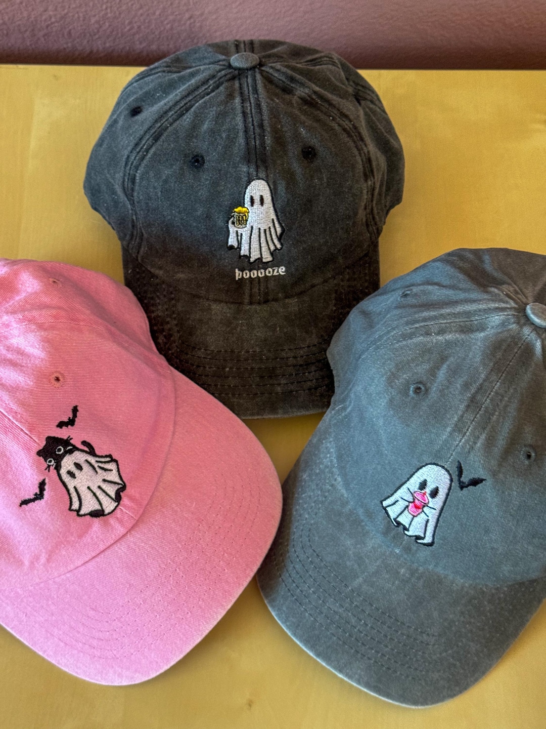 Embroidered Vintage Ghost Hat, Halloween Hat, Black Cat, Fall Hats for ...