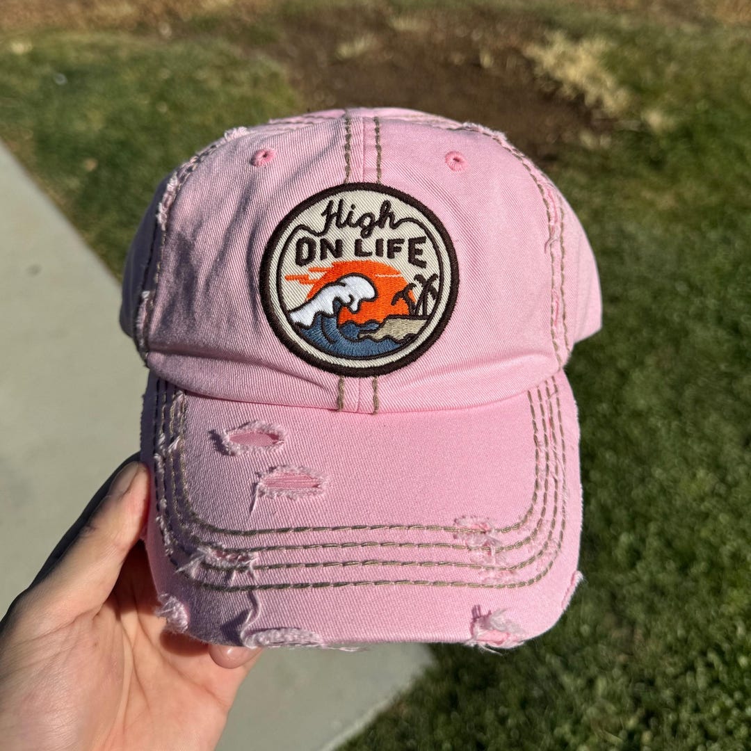 High on Life Pink Hat, Venice Beach Summer Hat, Pool Party Hat, Girlie ...