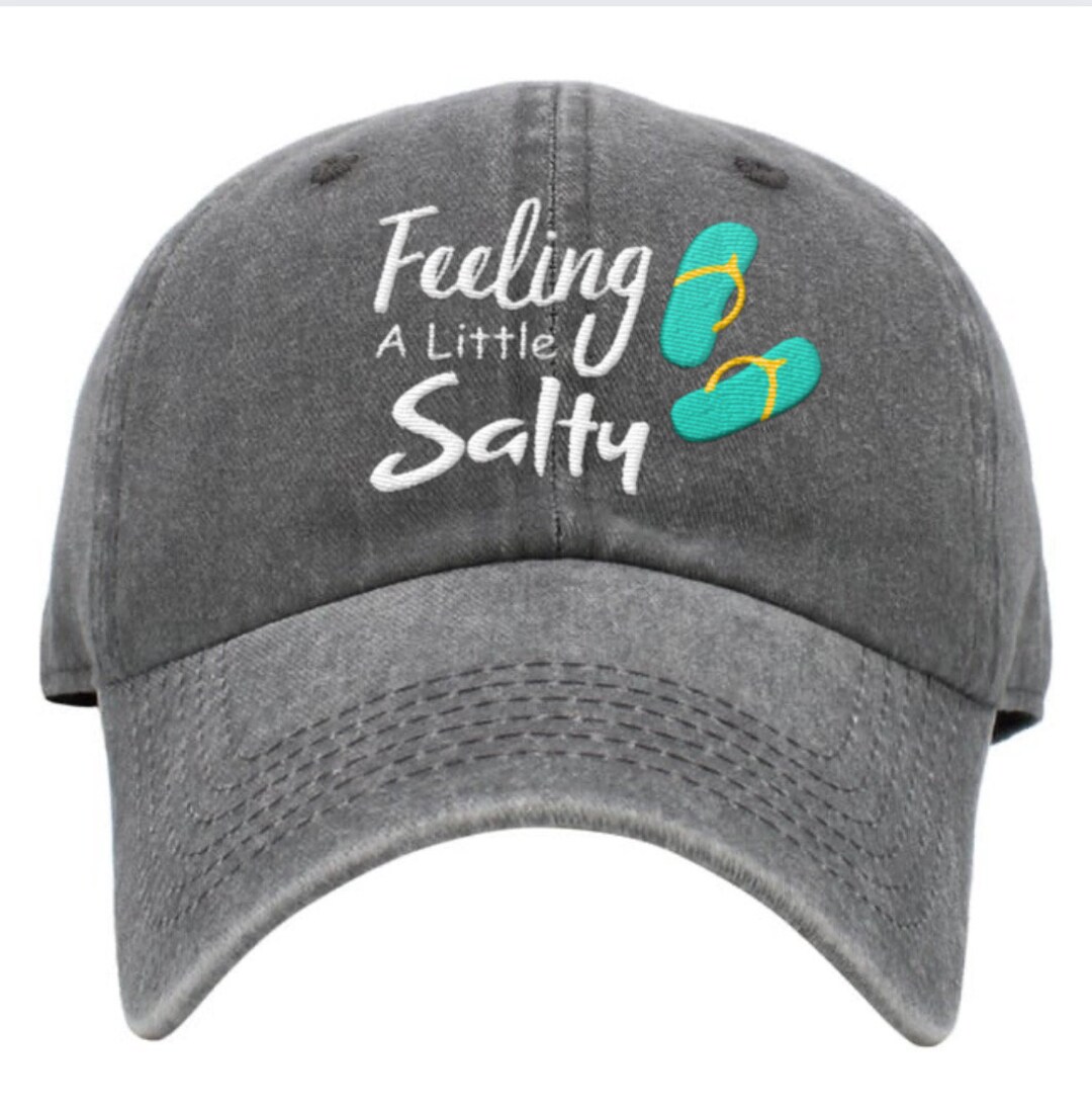 Feeling a Little Salty Embroidered Beach Hat, Cute Beach Vacation Hat ...