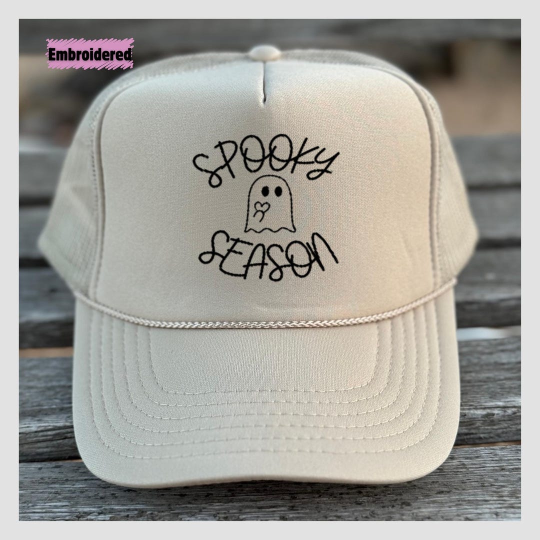 Embroidered Halloween Spooky Hat, October Hat, Fall Clothes, Ghost Hat ...
