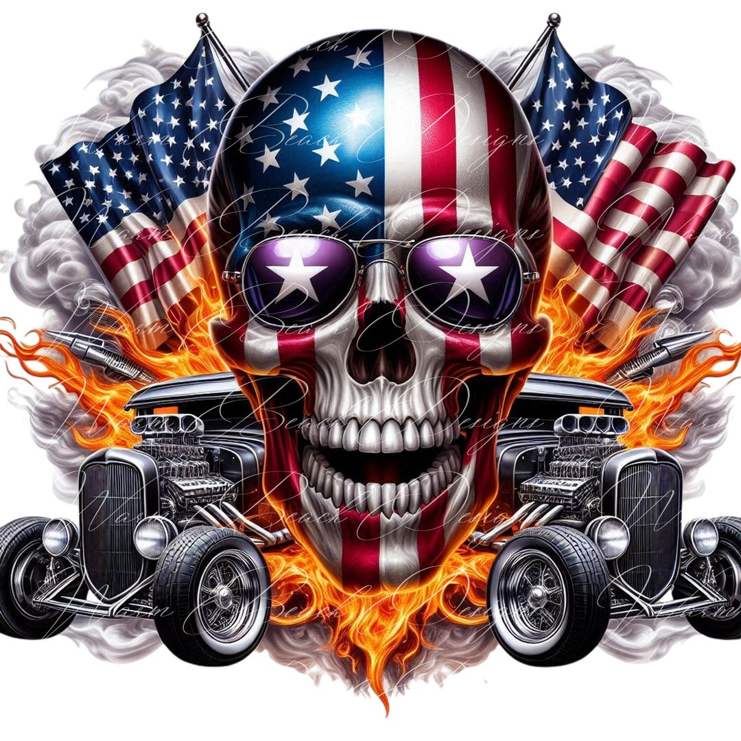 American Flag Skull PNG: Patriotic Veteran Artwork (digital Download ...
