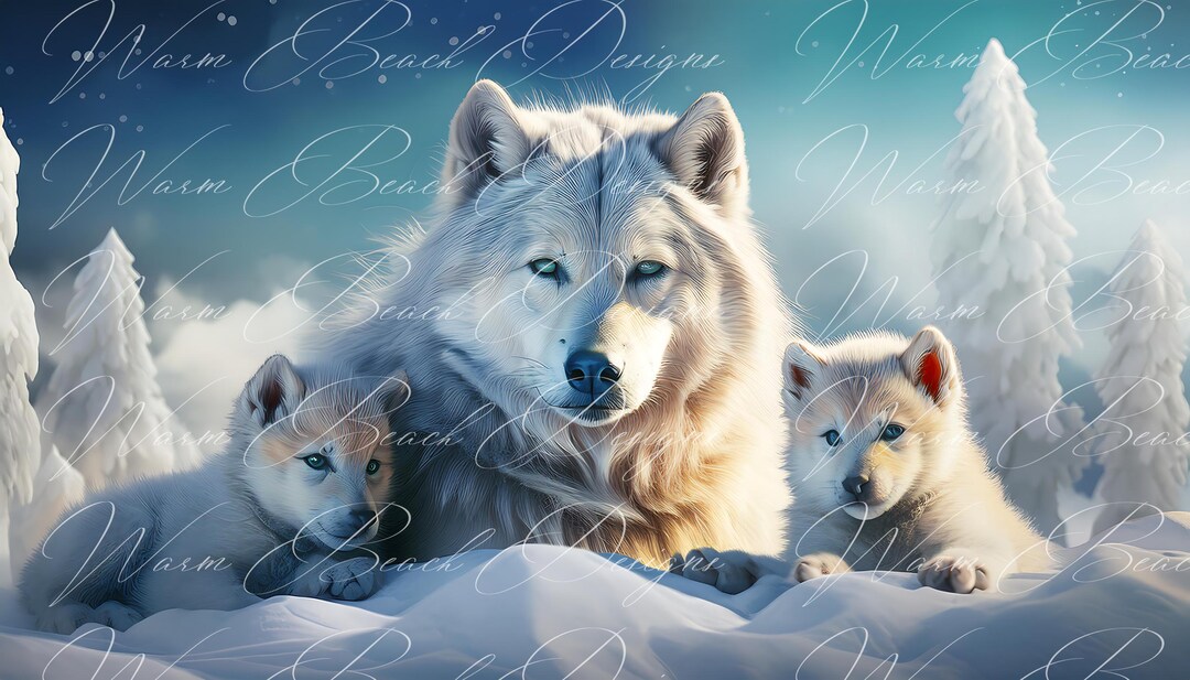 Arctic Wolf Family Design: Winter Wildlife Image (digital Download) - Etsy