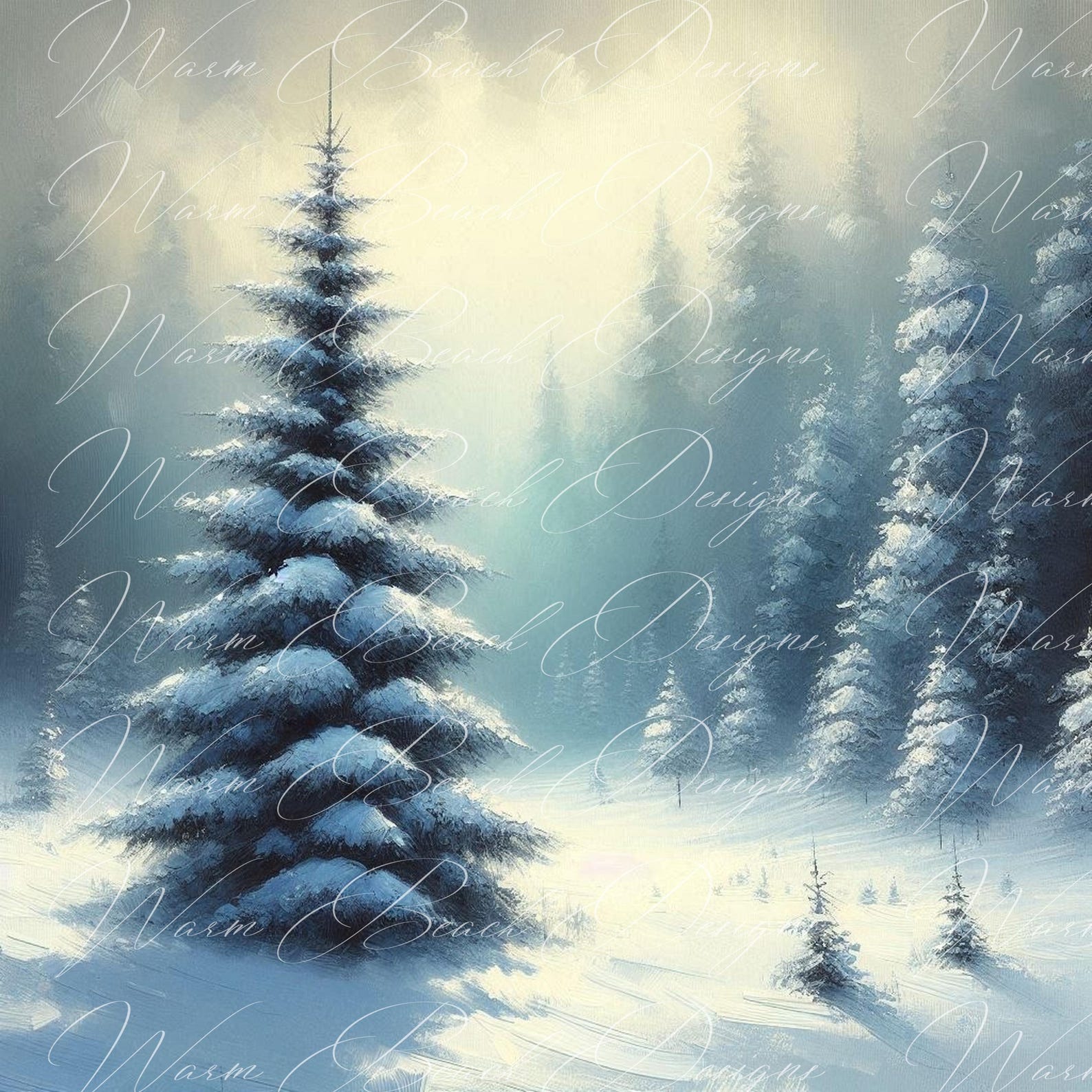 Lone Tree Winter Clipart Christmas Images PNG JPEG Instant Download ...