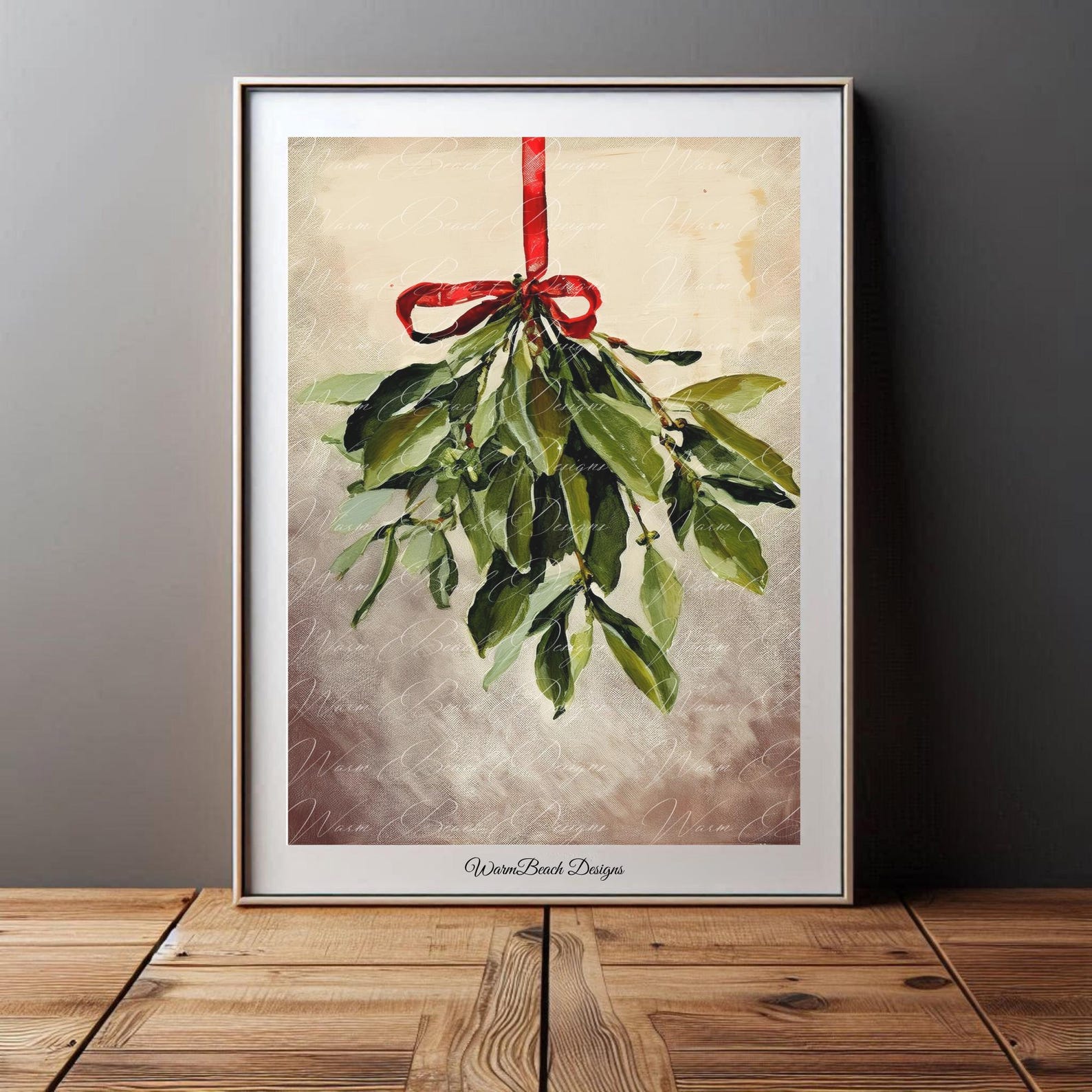 Vintage Mistletoe Painting: Christmas Watercolor Wall Art 3 Christmas ...