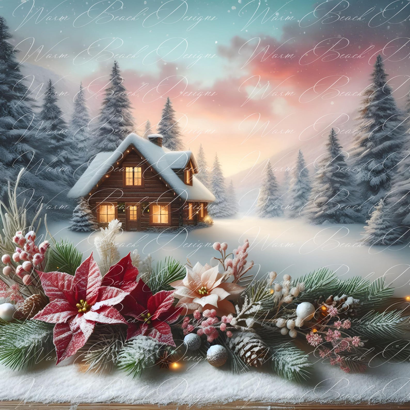 Vintage Winter Cabin Clip Art: Christmas PNG JPEG (digital Download) - Etsy