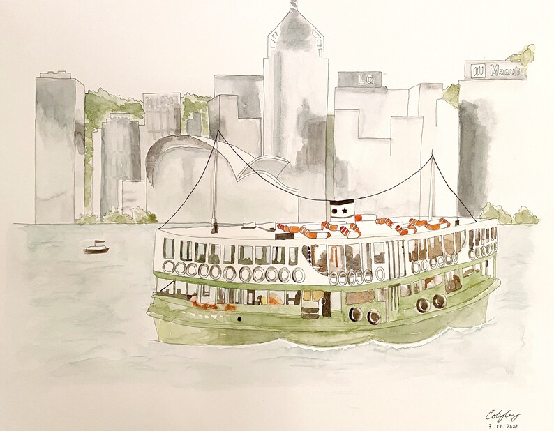 Hong Kong Star Ferry/ Fine Art Print/ Hong Kong Painting/ Hong Kong Art ...