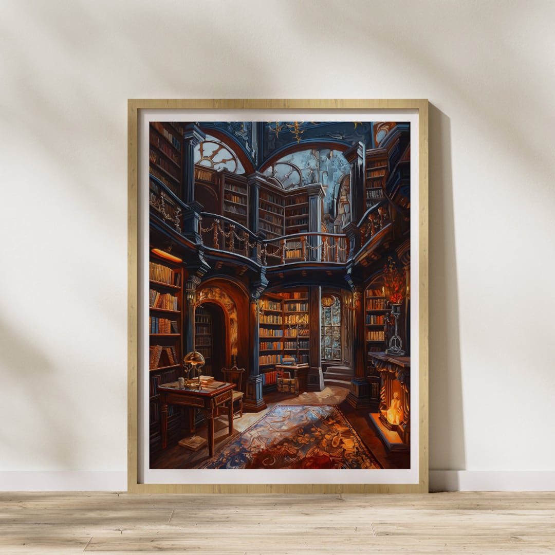 House of Wind Library Night Court Magic Library Fantasy Wall Art Court ...