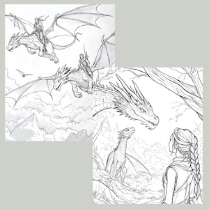 Fourth Wing Inspired Coloring Pages, Xaden and Violet, Rebecca Yarros ...