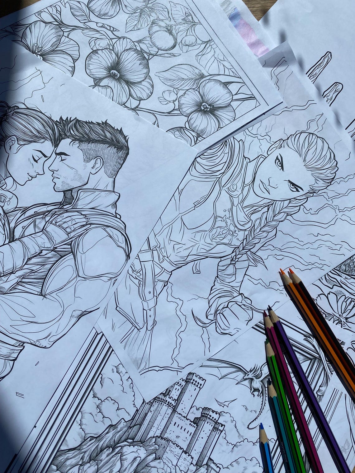 Fourth Wing Inspired Coloring Pages, Xaden and Violet, Rebecca Yarros ...