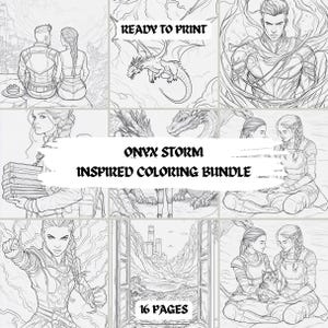 Onyx Storm Inspired Coloring Pages, Xaden and Violet, Rebecca Yarros ...