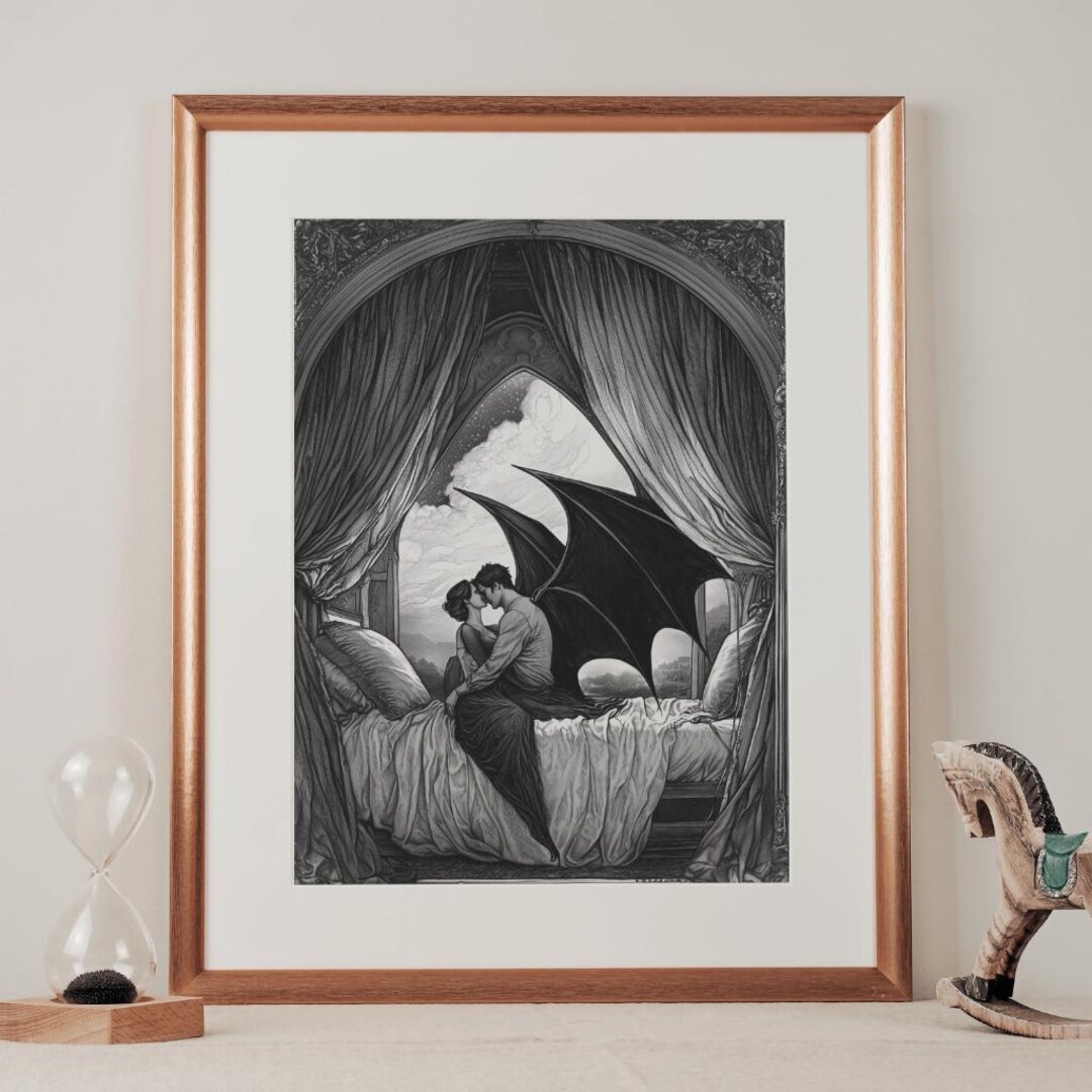 Feyre Rhysand Embrace Sketch, Night Court Print, Subtle Fantasy Wall ...