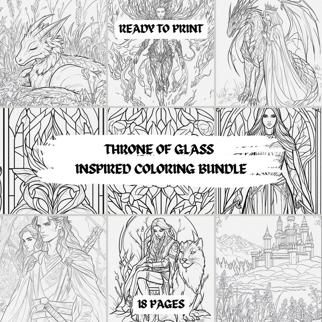 Throne of Glass Inspired Coloring Pages, TOG , Sarah J Maas, DIGITAL ...