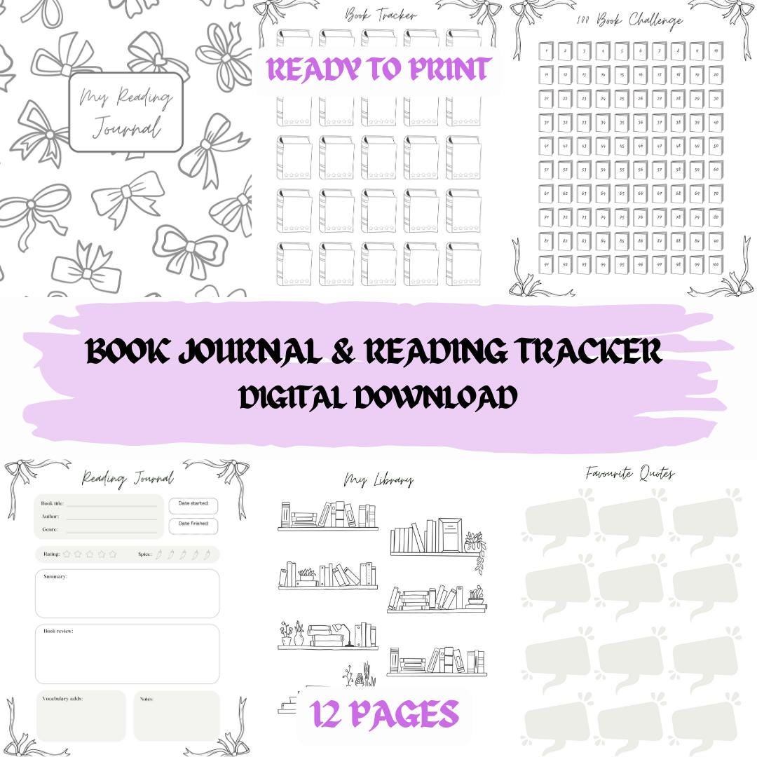 Book Journal, Reading Planner and Tracker, Habit Tracker, Bookish ...