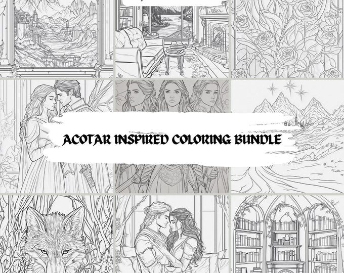 ACOTAR Inspired Coloring Pages, Feyre and Rhysand, Night Court Print ...