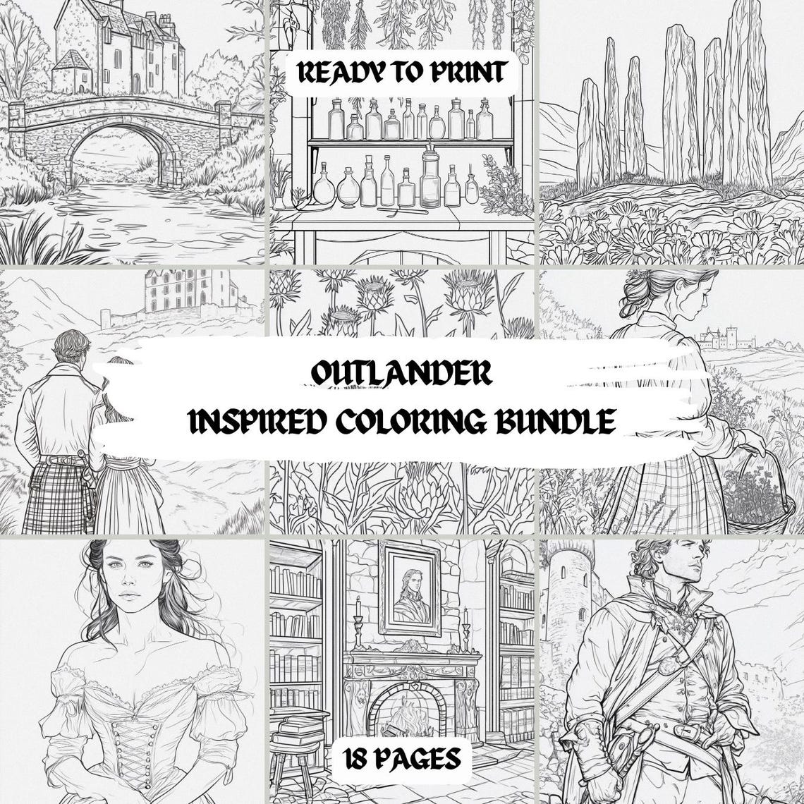 Outlander Inspired Coloring Pages, Lallybroch Castle, Bookish | Fan Art ...
