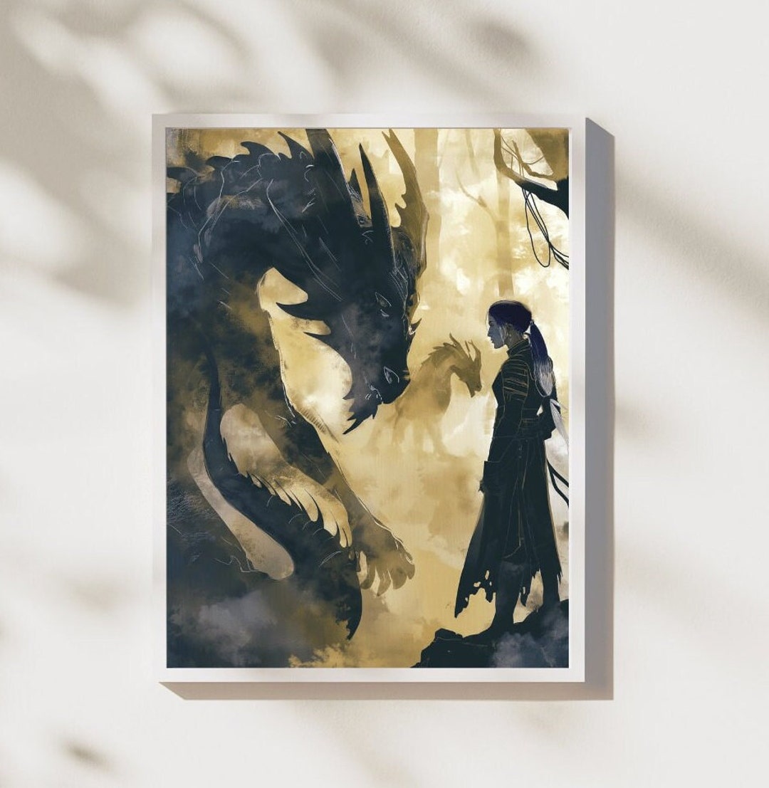 Fourth Wing Print, Violet, Tairn and Andarna Threshing the Empyrean ...