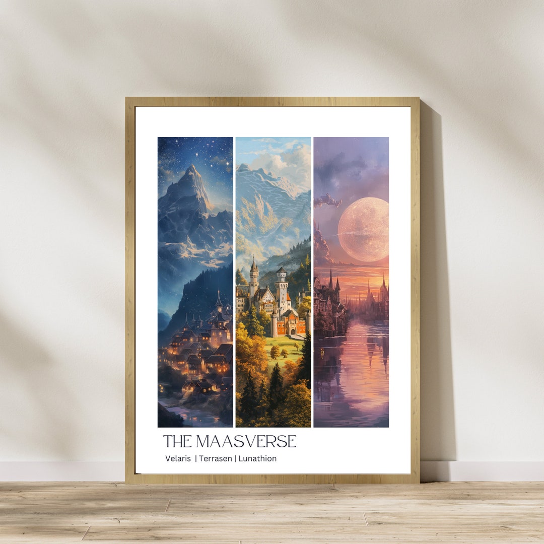 Lunathion, Terrasen and Velaris Poster, Maasverse Cities, Sarah J Maas ...