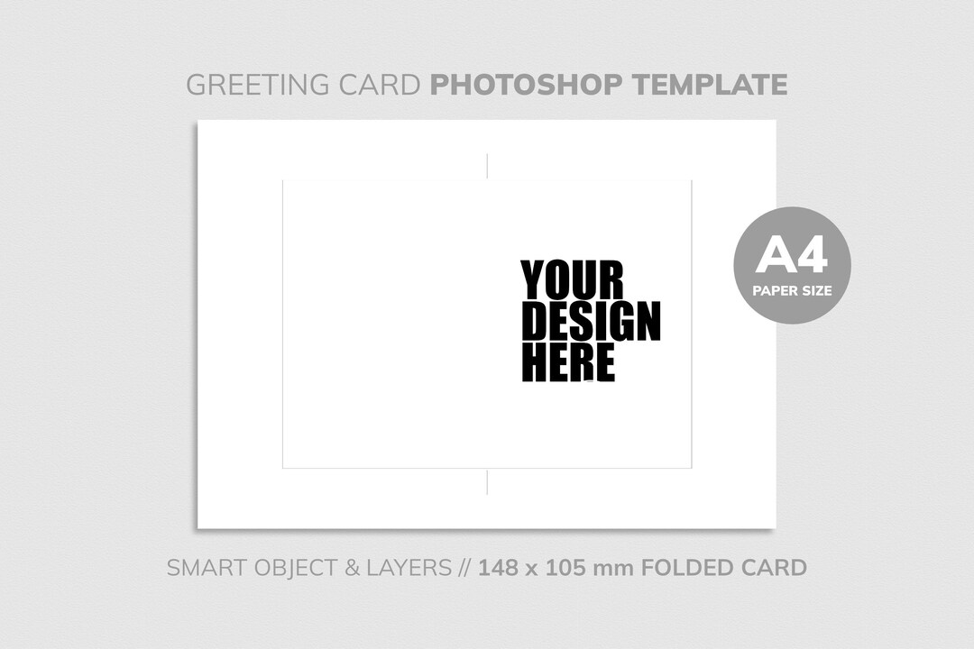Photoshop Greeting Card SMART OBJECT Template, A4 Paper Canvas Size ...