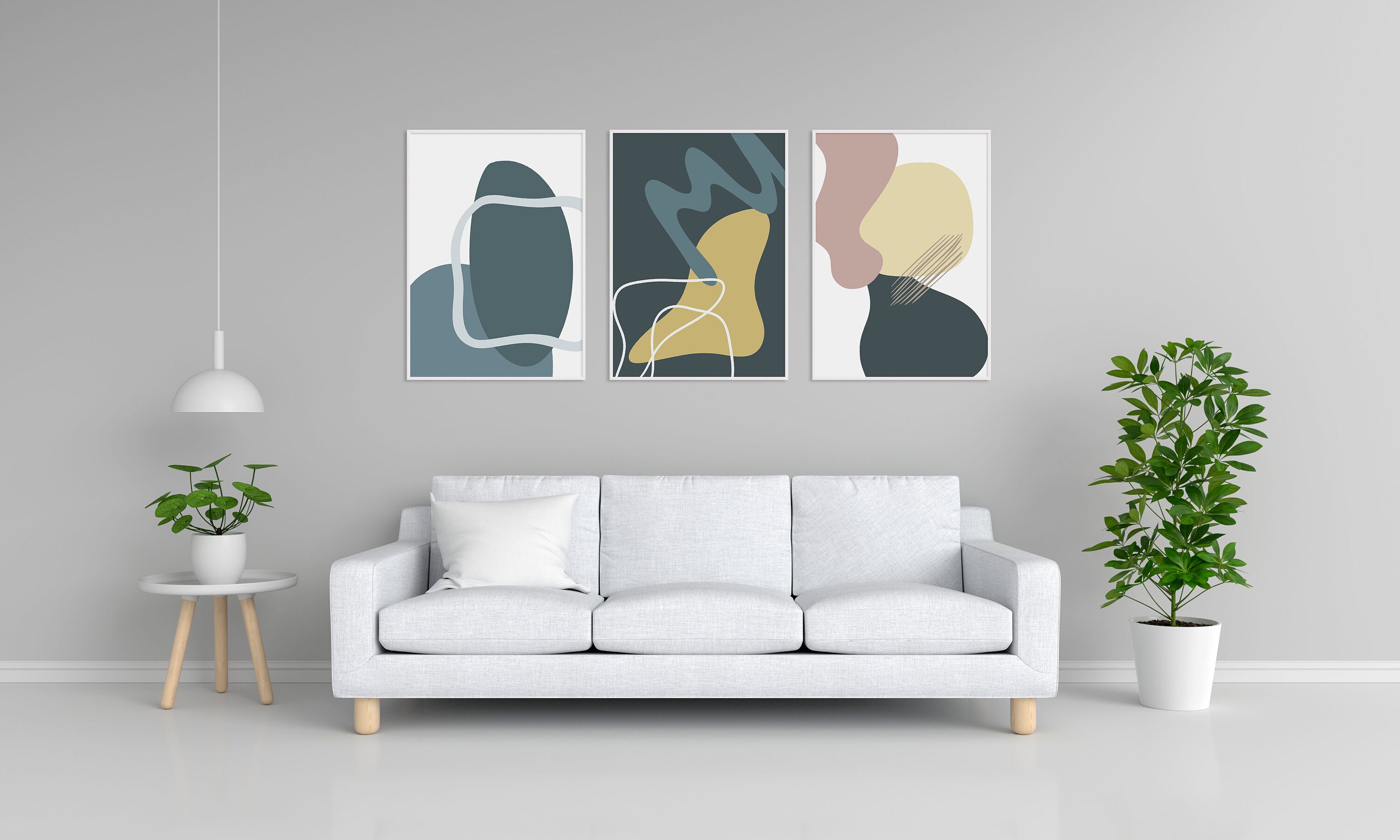 Abstract Shapes Poster SET OF 4 Art Gallery Printable Wall FOUR Pieces ...
