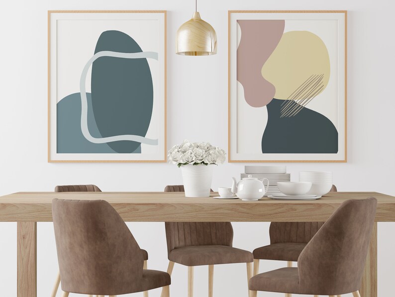 Abstract Shapes Poster SET OF 4 Art Gallery Printable Wall FOUR Pieces ...