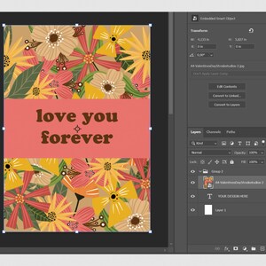 Photoshop Greeting Card SMART OBJECT Template, A4 Paper Canvas Size ...