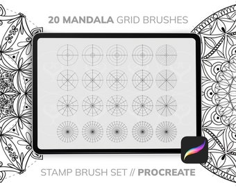 Procreate Mandala and Grid Template Bundle .brushset - Etsy