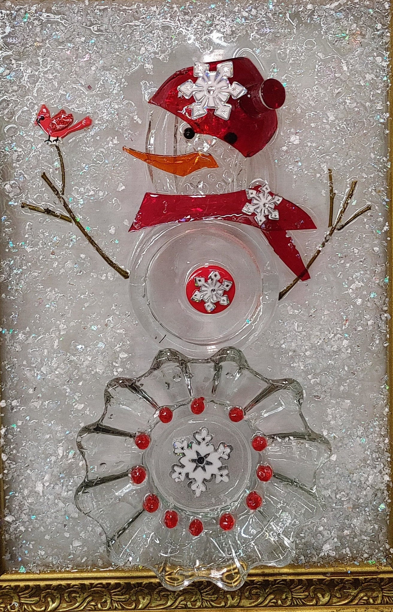 Broken Glass Art Crushed Glass Art Recycled Glass Art Resin Etsy
