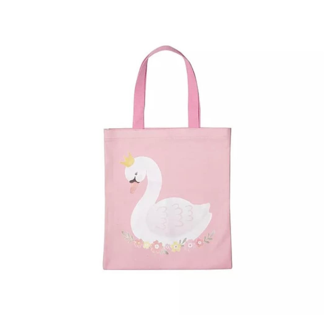 Freya Swan Bag, Canvas, Children’s, Kids, Pink , Swan , Shopping Bag ...