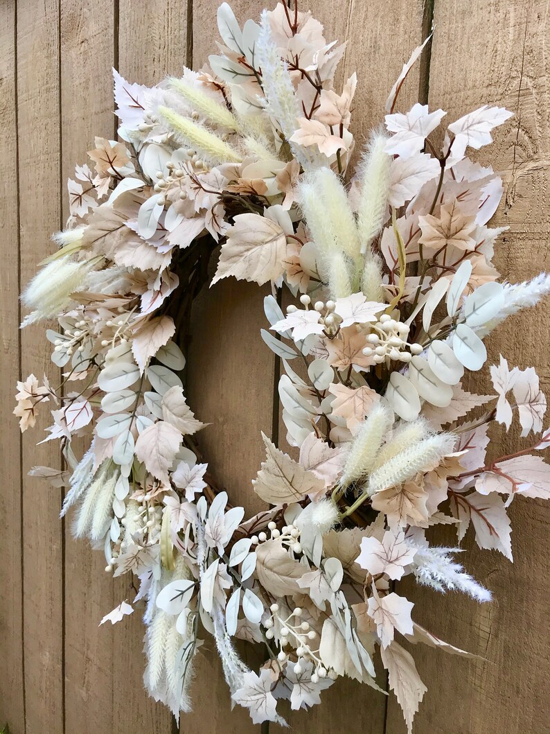 Neutral Boho Style Front Door Wreath Autumn Cream Beige - Etsy