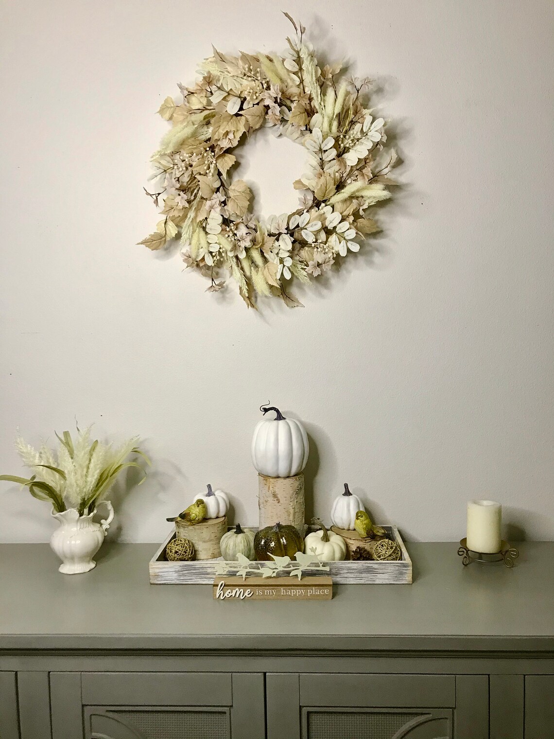 Neutral Fall Boho Style Front Door Wreath Autumn Cream and - Etsy