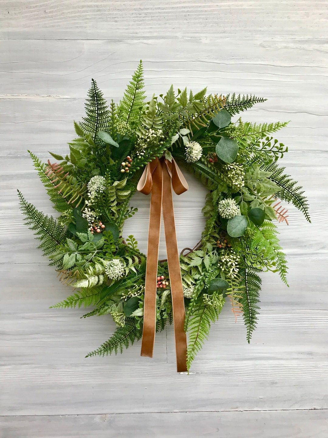 Year Round Fern Wreath for Front Door, Everyday Greenery Wreath, Modern ...