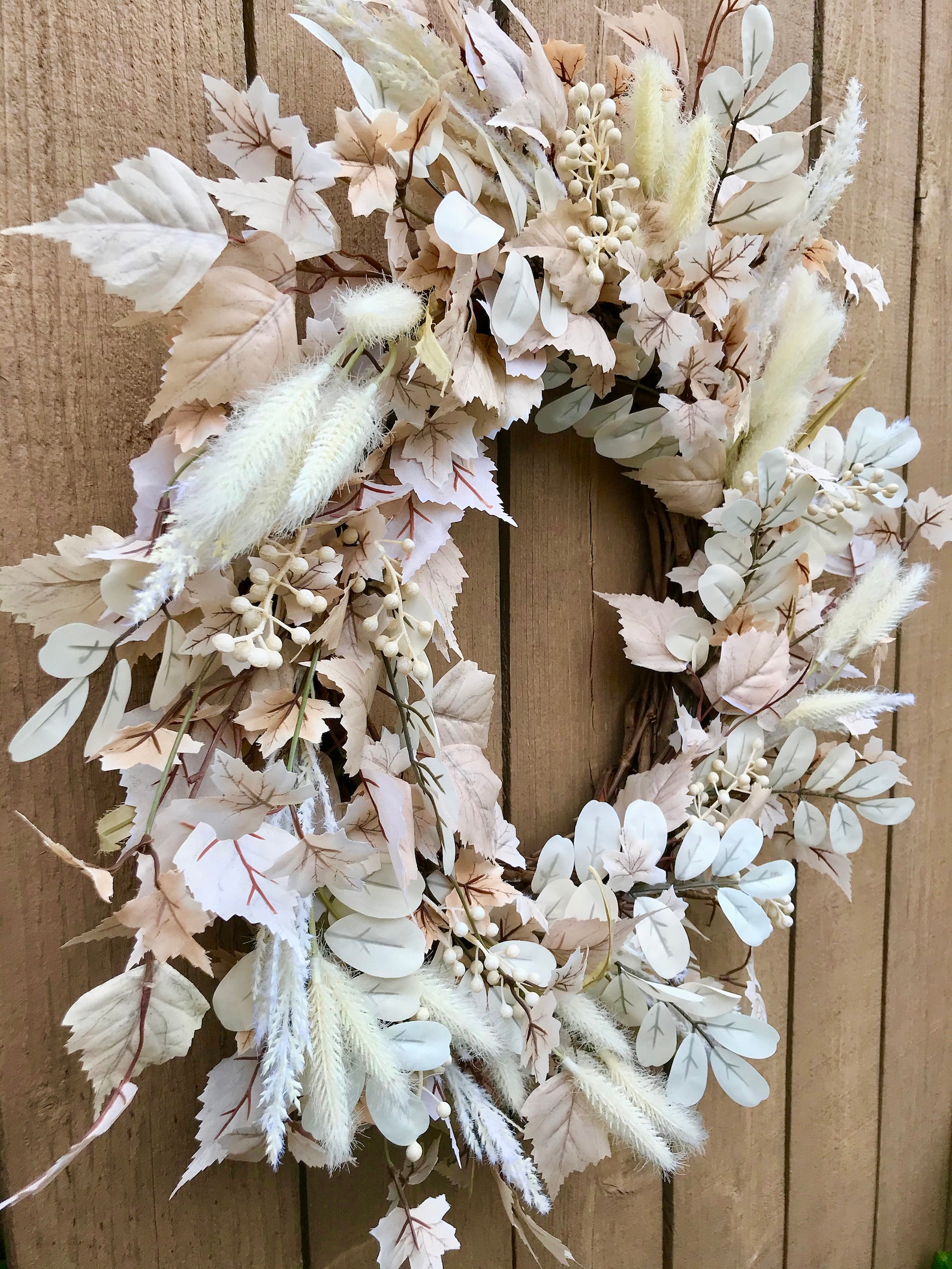 Neutral Boho Style Front Door Wreath Autumn Cream Beige - Etsy