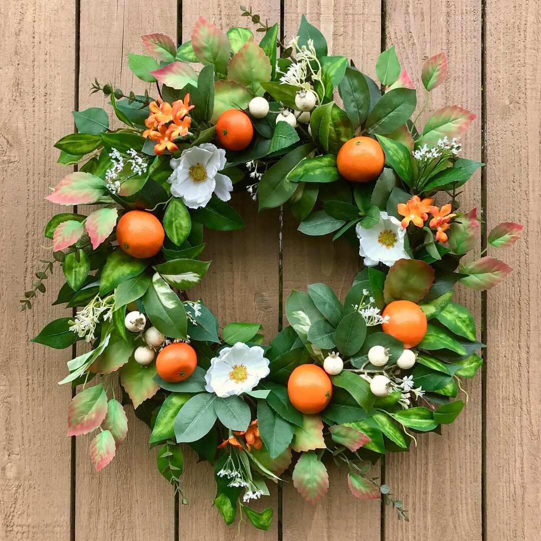 Orange Wreath With White Flower and Berry, Summer Wreath With Oranges ...